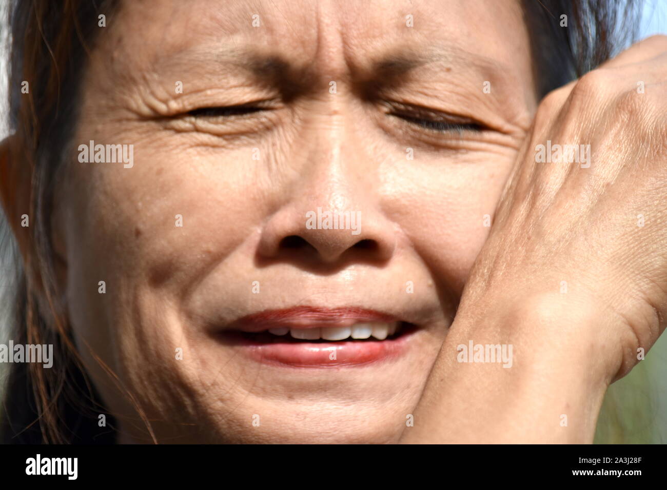 A Tearful Female Senior Woman Stock Photo - Alamy