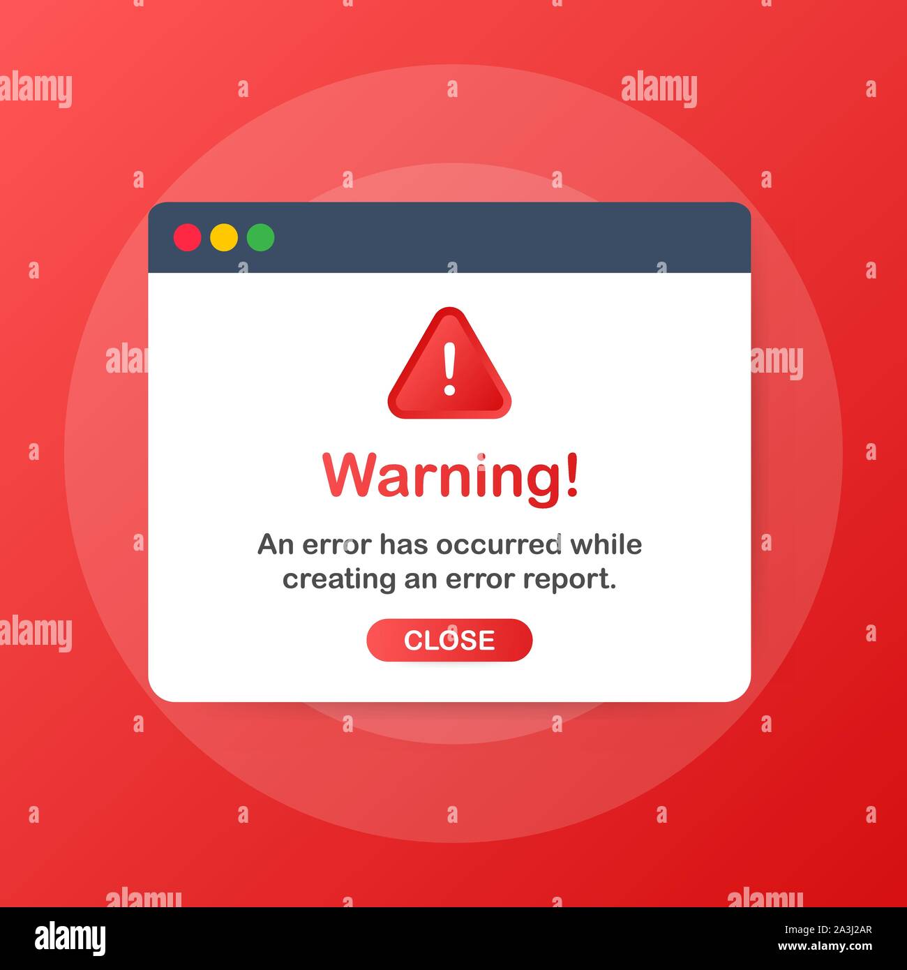 Modern warning pop up with flat design on red background. Vector stock ...