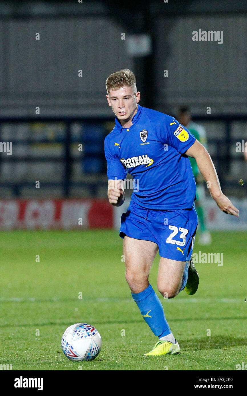 Kingston, UK. 08th Oct, 2019. Max Sanders of AFC Wimbledon with the ...
