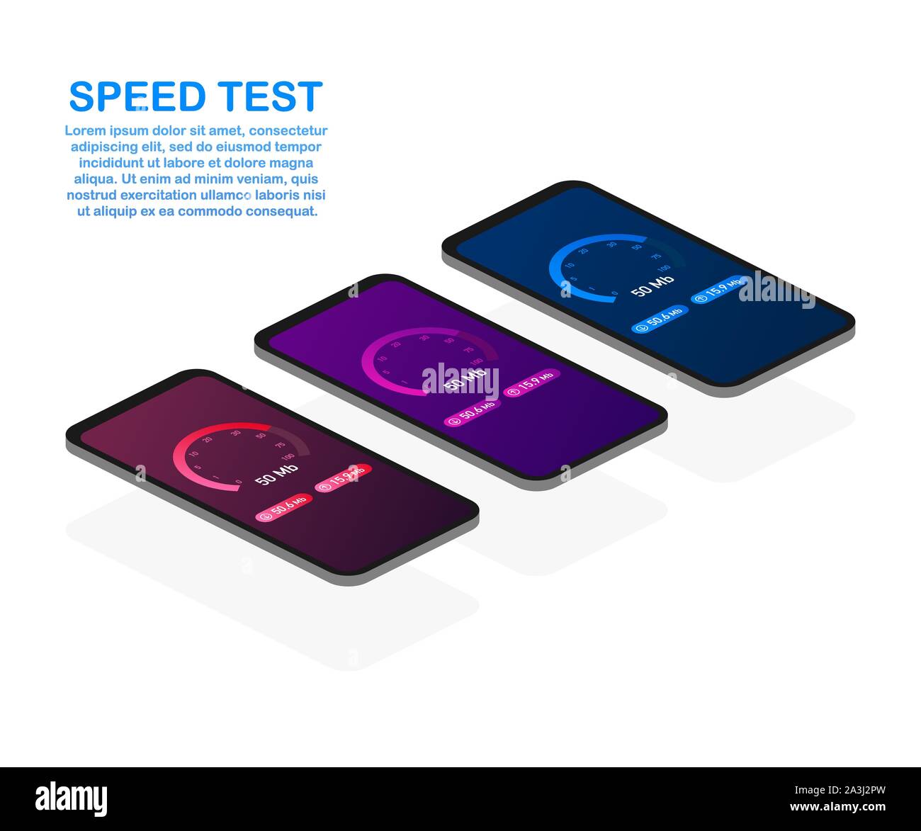 Set Speed test on smartphone. Speedometer Internet Speed 100 mb ...