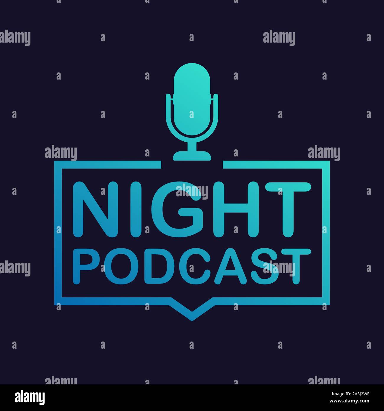 Night Podcast icon, vector symbol in flat isometric style isolated on ...