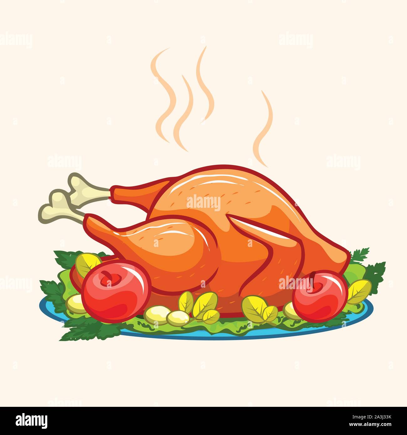 Thanksgiving appetizing fried turkey meal. Vector illustration Stock ...