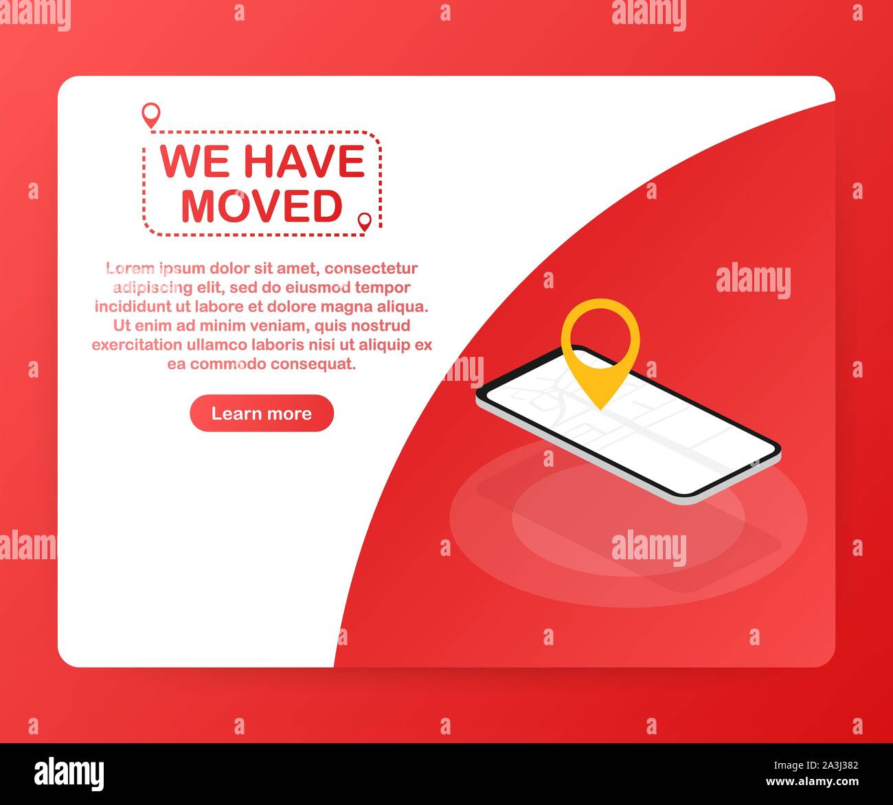 We have moved. Moving office sign. Clipart image isolated on red ...