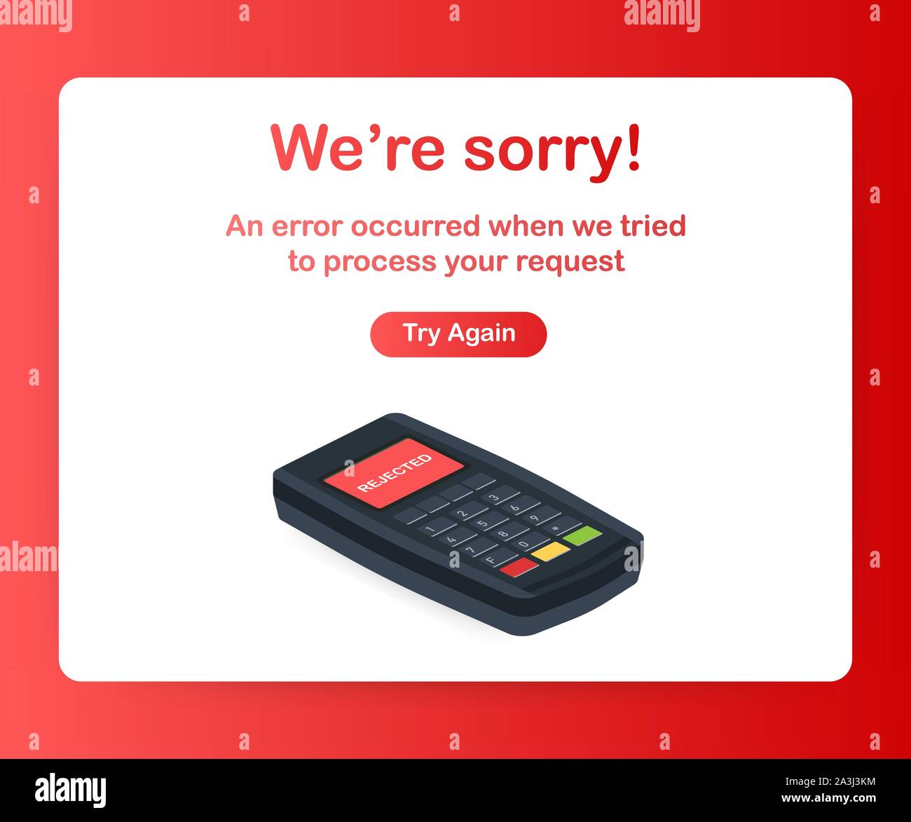 Payment by credit card using POS terminal, rejected payment. Flat ...