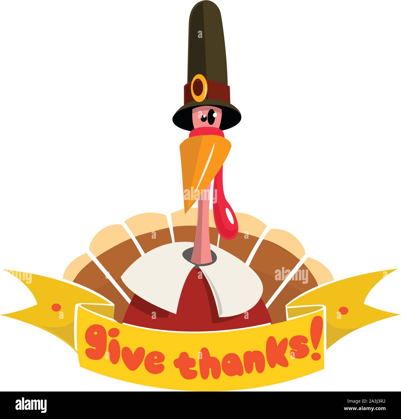 Happy thanksgiving turkey in pilgrim hat , retro vector card with text ...
