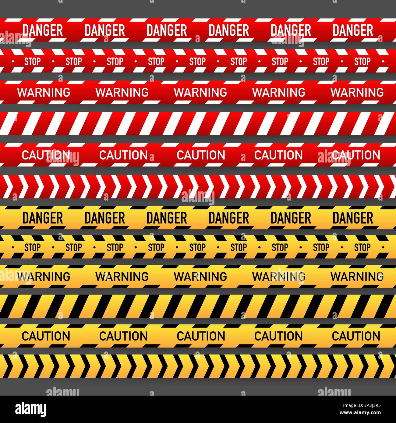 Set Red and yellow police stripe. Vector stock illustration Stock ...