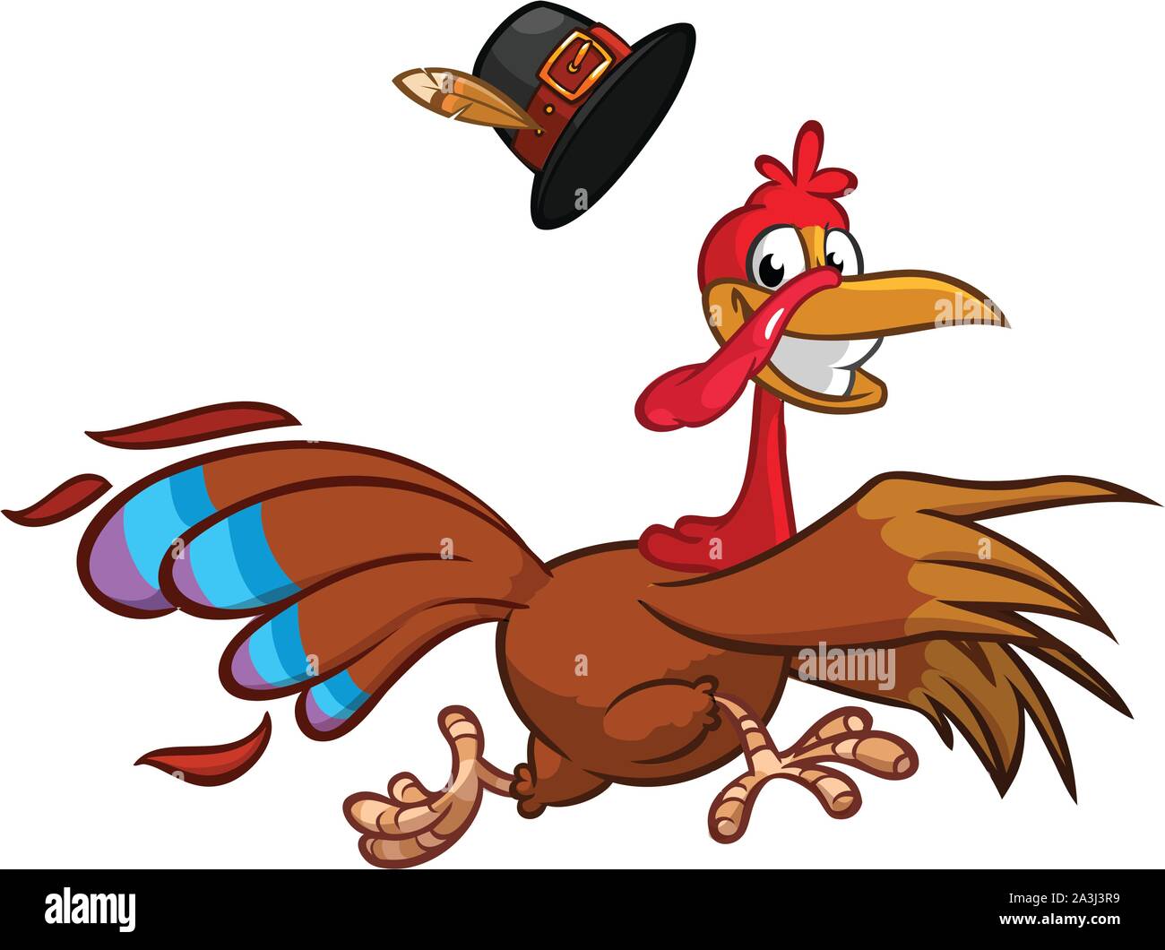 Happy turkey cartoon running. Vector cartoon Stock Vector Image & Art ...