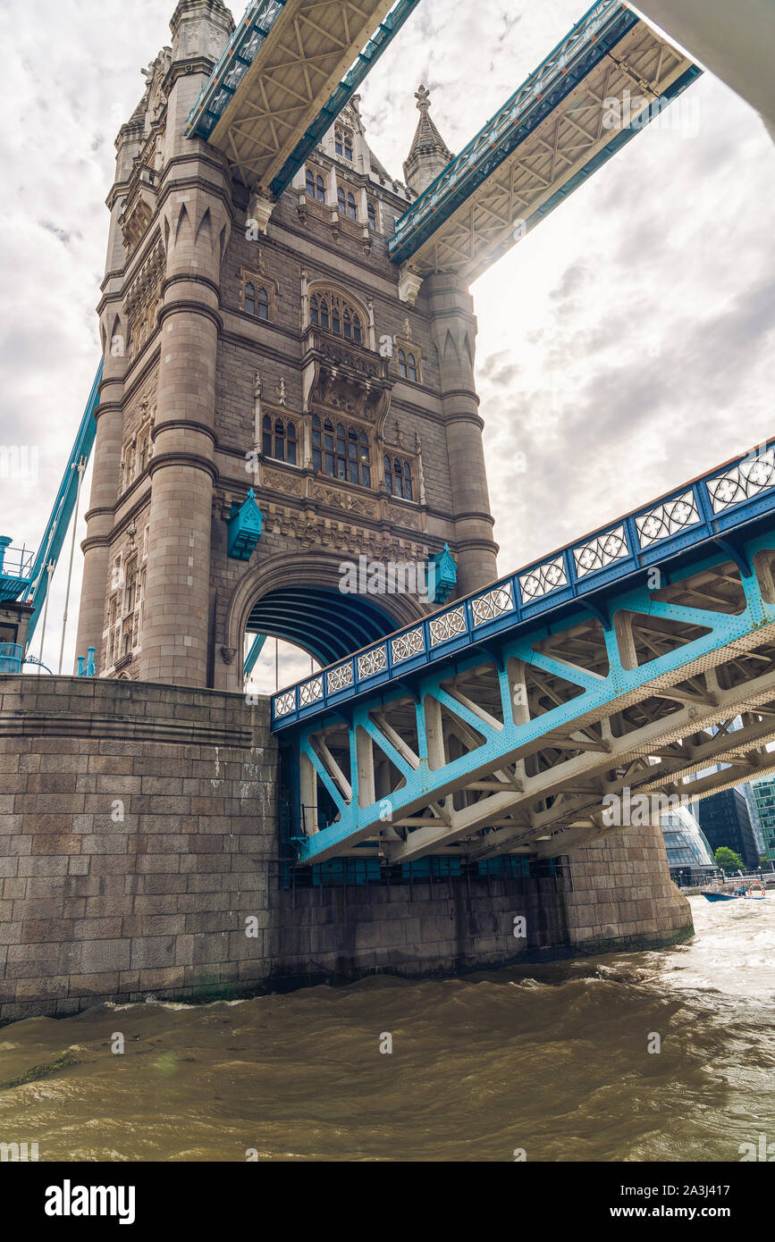 London Tower Bridge. Photo taken from Thames perspective Stock Photo ...
