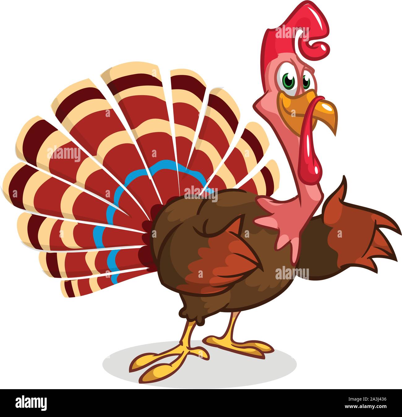 Cartoon turkey presenting. Vector character isolated on white ...