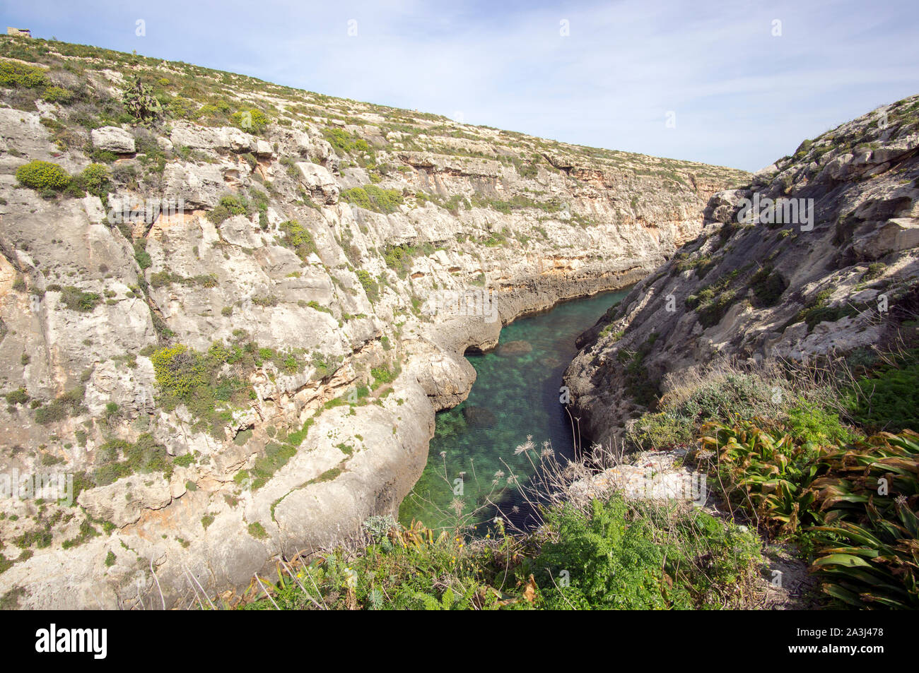 Ghasri Valley (Wied il Ghasri) - hidden gorge in Gozo, Malta Stock ...