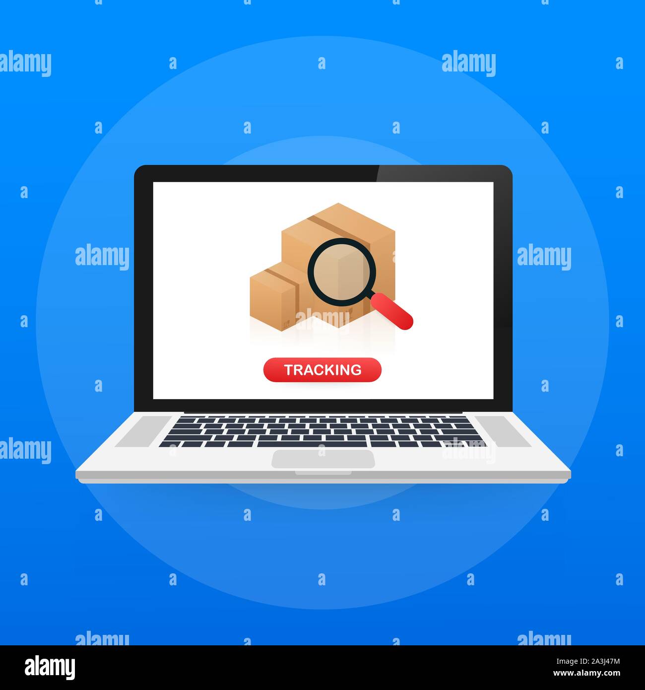 Parcel tracking website on laptop screen. Online package tracking ...