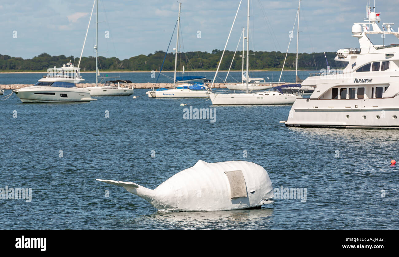 floating whale, Whaleboat, in Sag Harbor, NY Stock Photo - Alamy