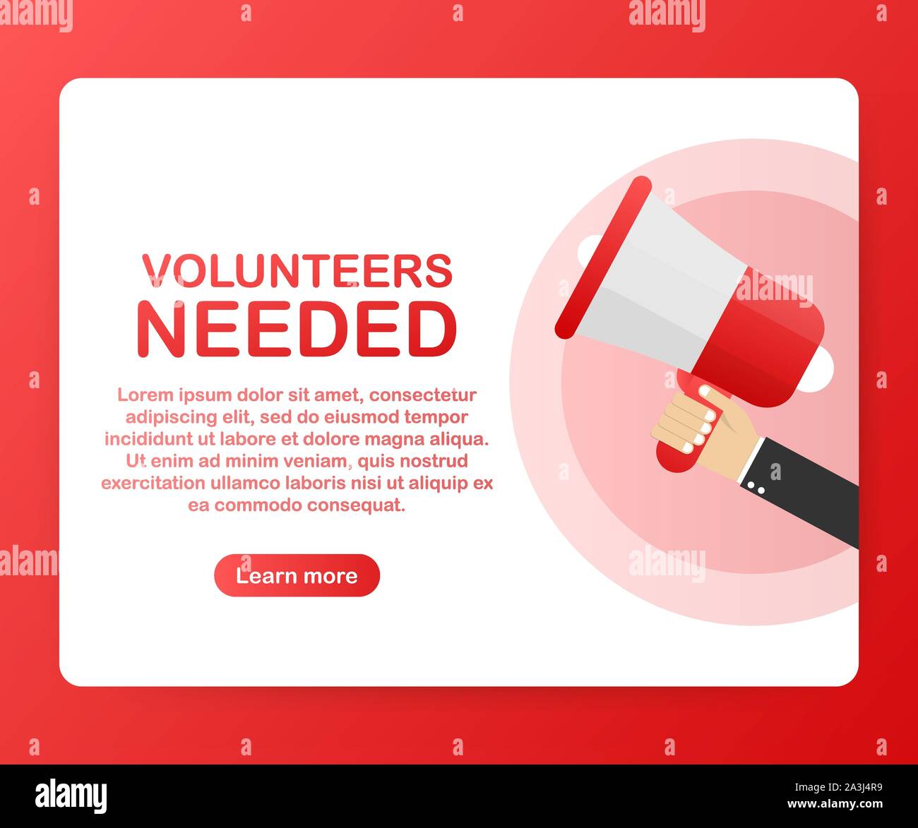 Hand holding megaphone - Volunteers needed. Vector stock illustration ...