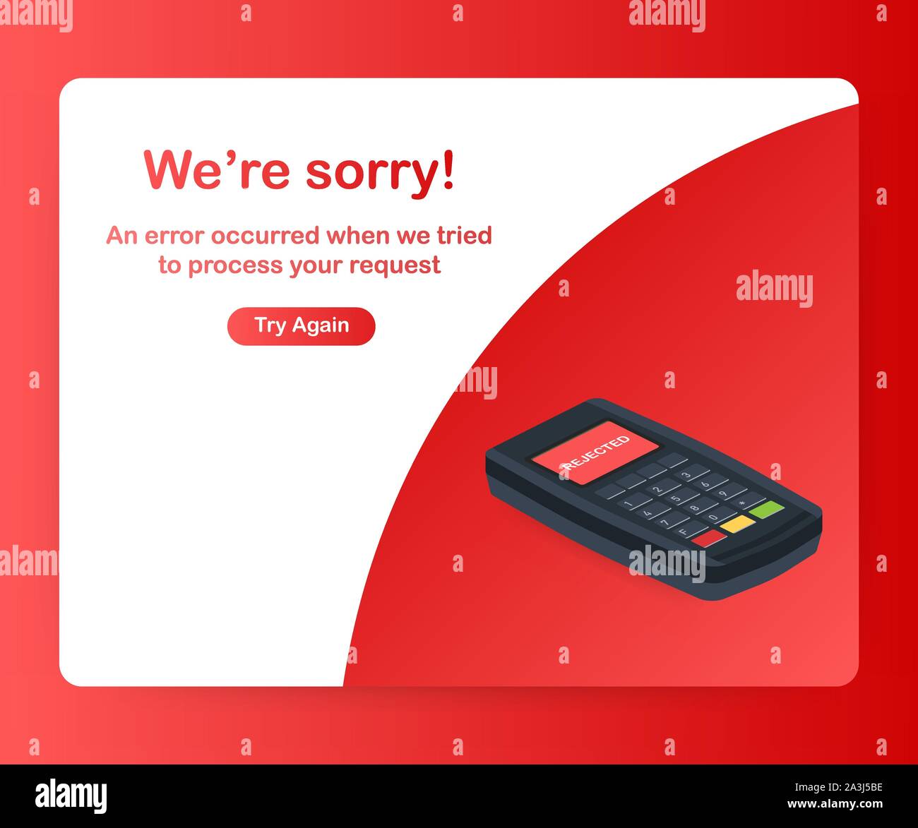 Payment by credit card using POS terminal, rejected payment. Flat ...