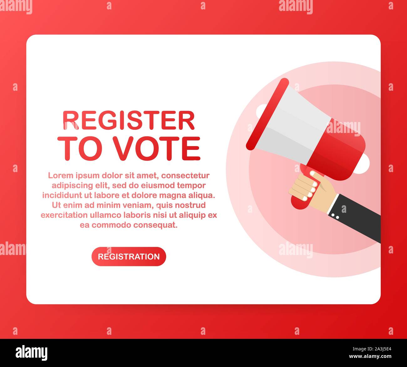 Hand Holding Megaphone with Register to vote. Vector stock illustration ...