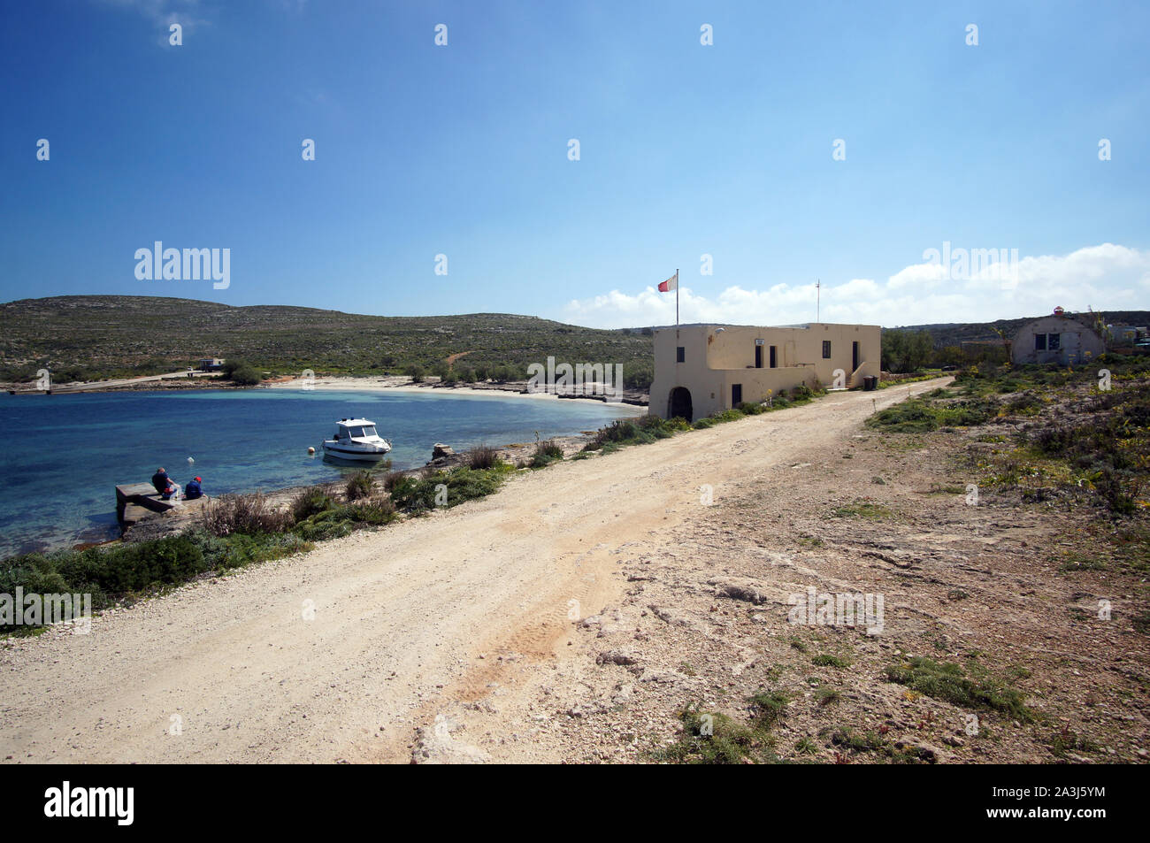 Police station next to the beach on Comino (Kemmuna) Island, Malta ...