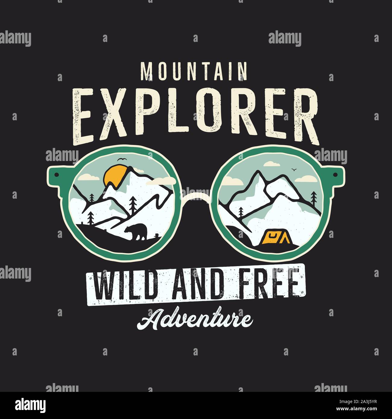 Mountain Explorer Graphic for T-Shirt, prints. Vintage hand drawn camp ...