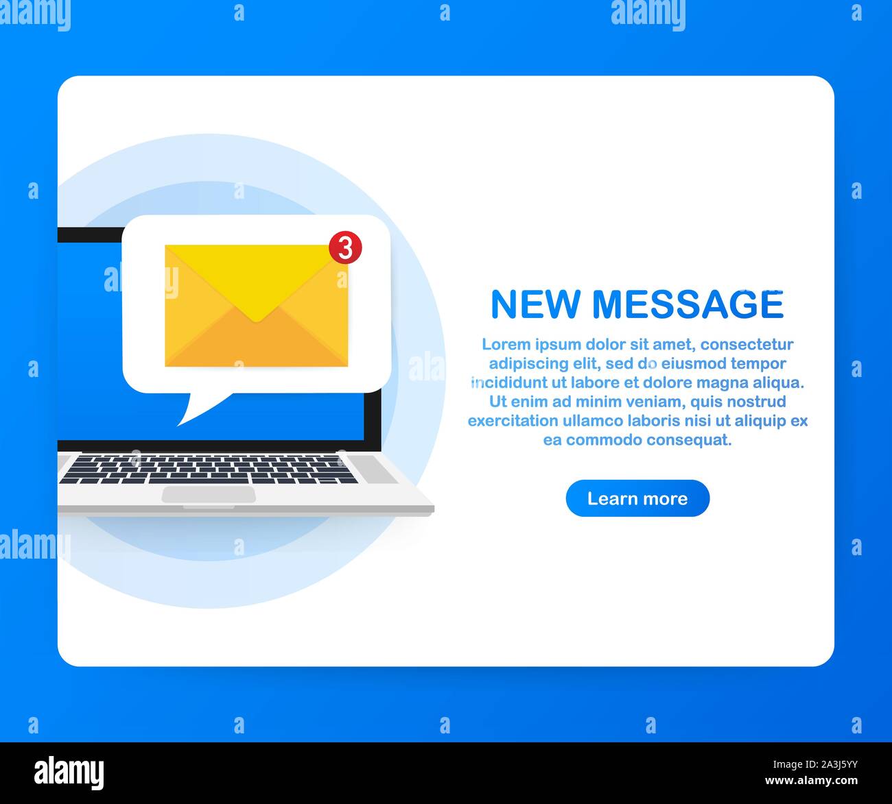 Email notification concept. New email on the laptop screen. Vector ...