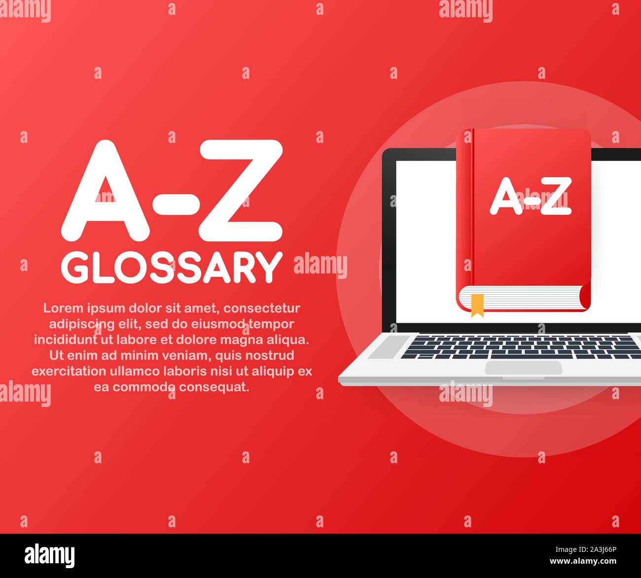 Concept A-Z glossary book for web page, banner, social media. Vector ...