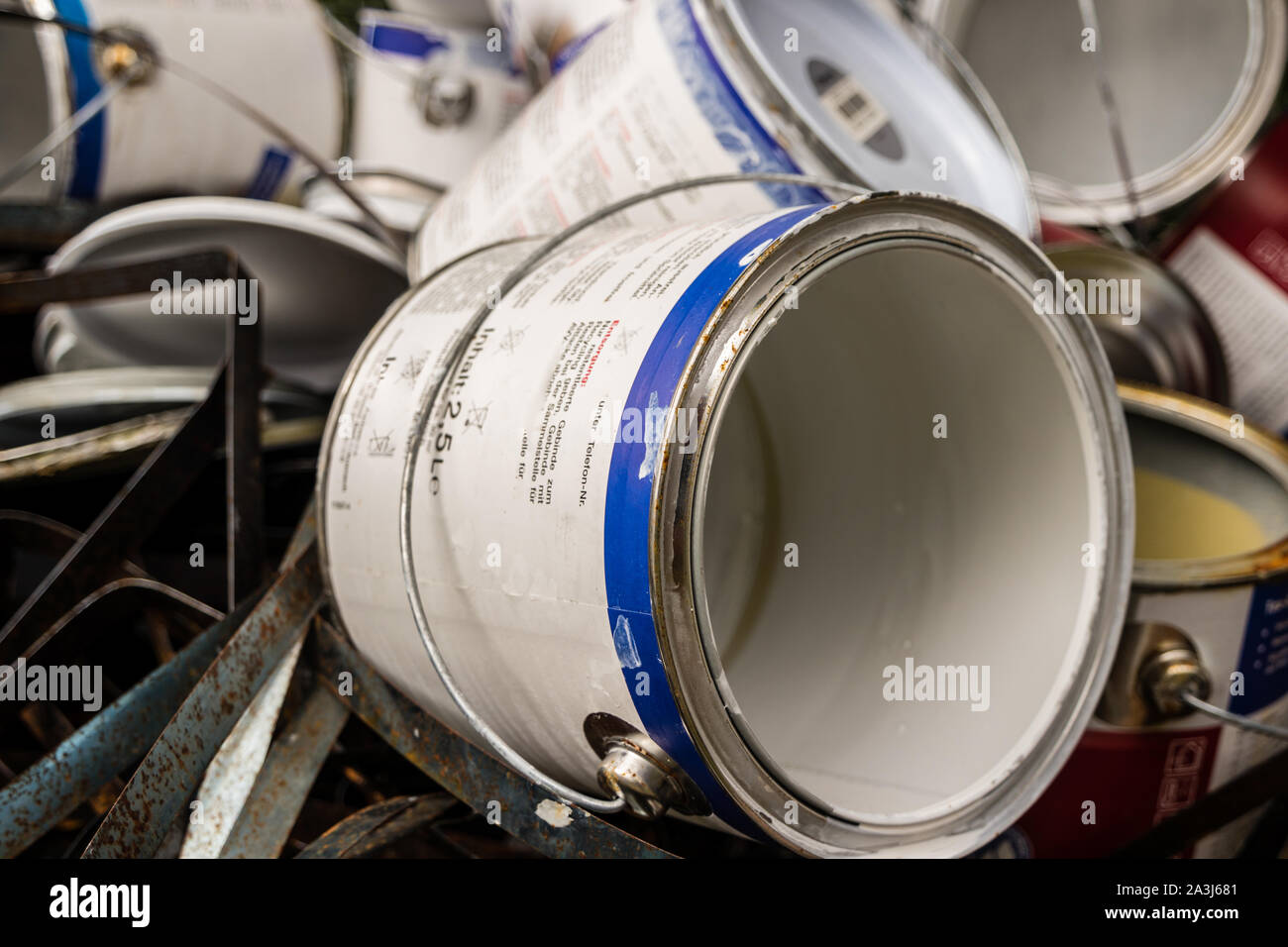 Old color buckets Stock Photo - Alamy