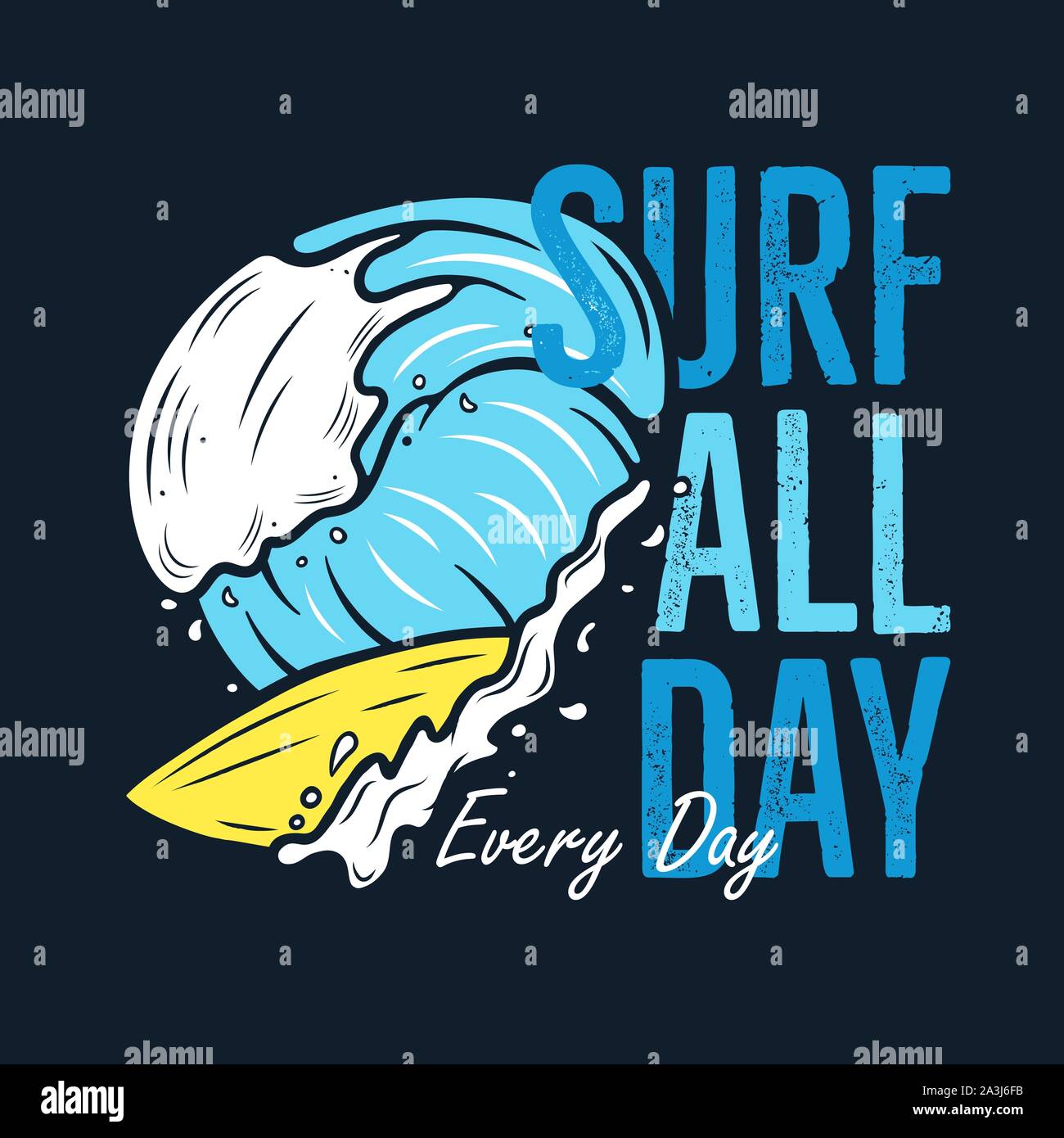 Surfing Adventure Graphic for T-Shirt, prints. Vintage hand drawn waves ...