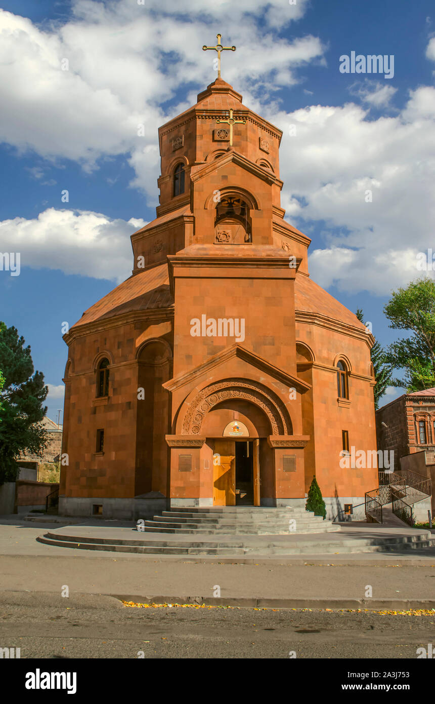 Facade of the Catholic Cathedral of the Holy Martyrs with a cross on ...