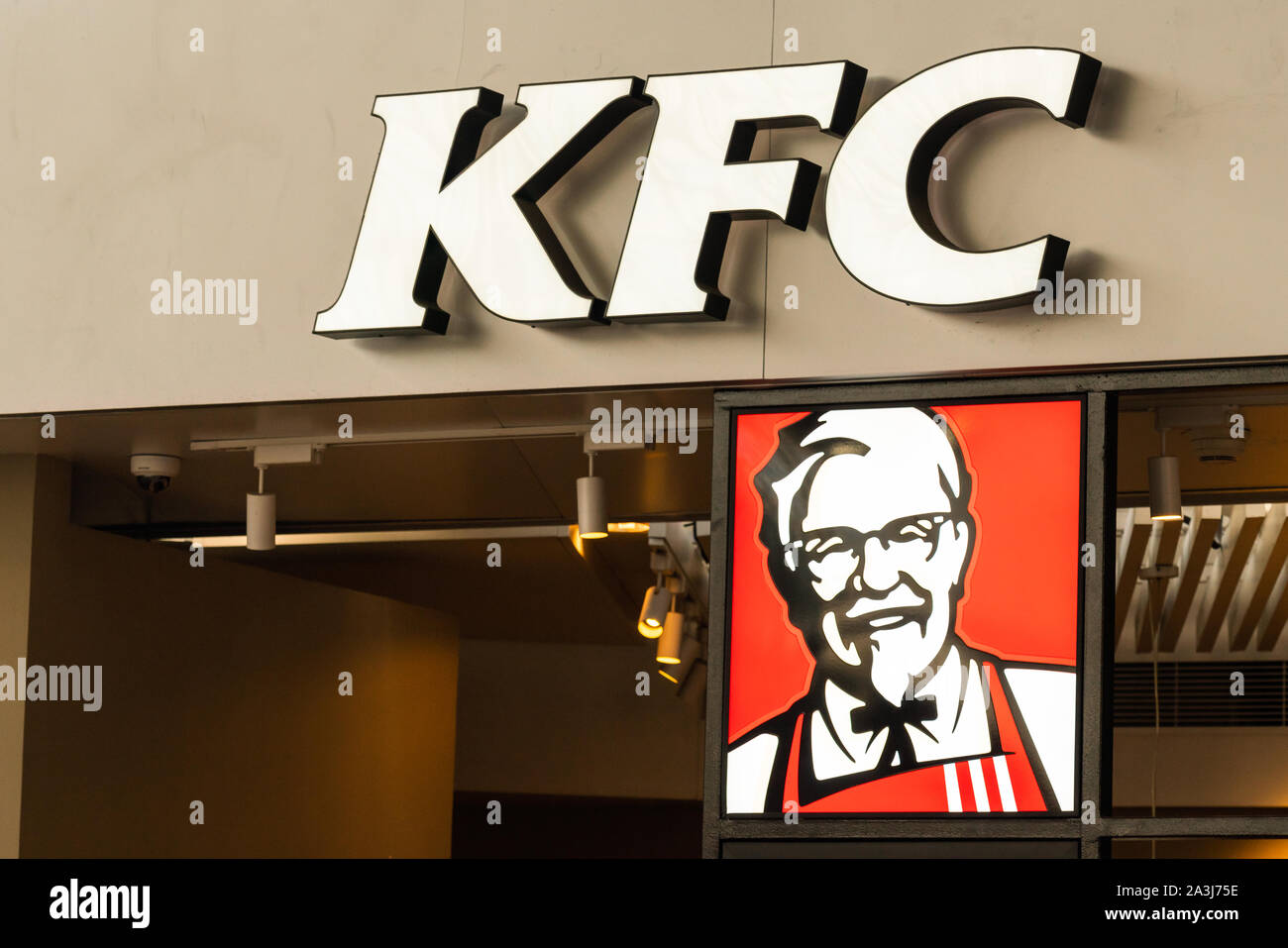 American fast food restaurant chain, Kentucky Fried Chicken, or KFC ...
