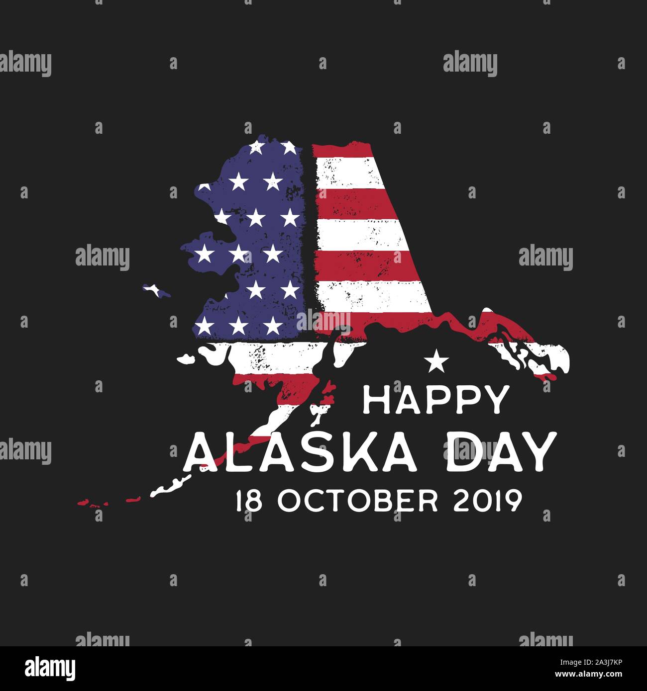 Happy Alaska Day graphic for T-Shirt or other prints. Retro US Flag ...