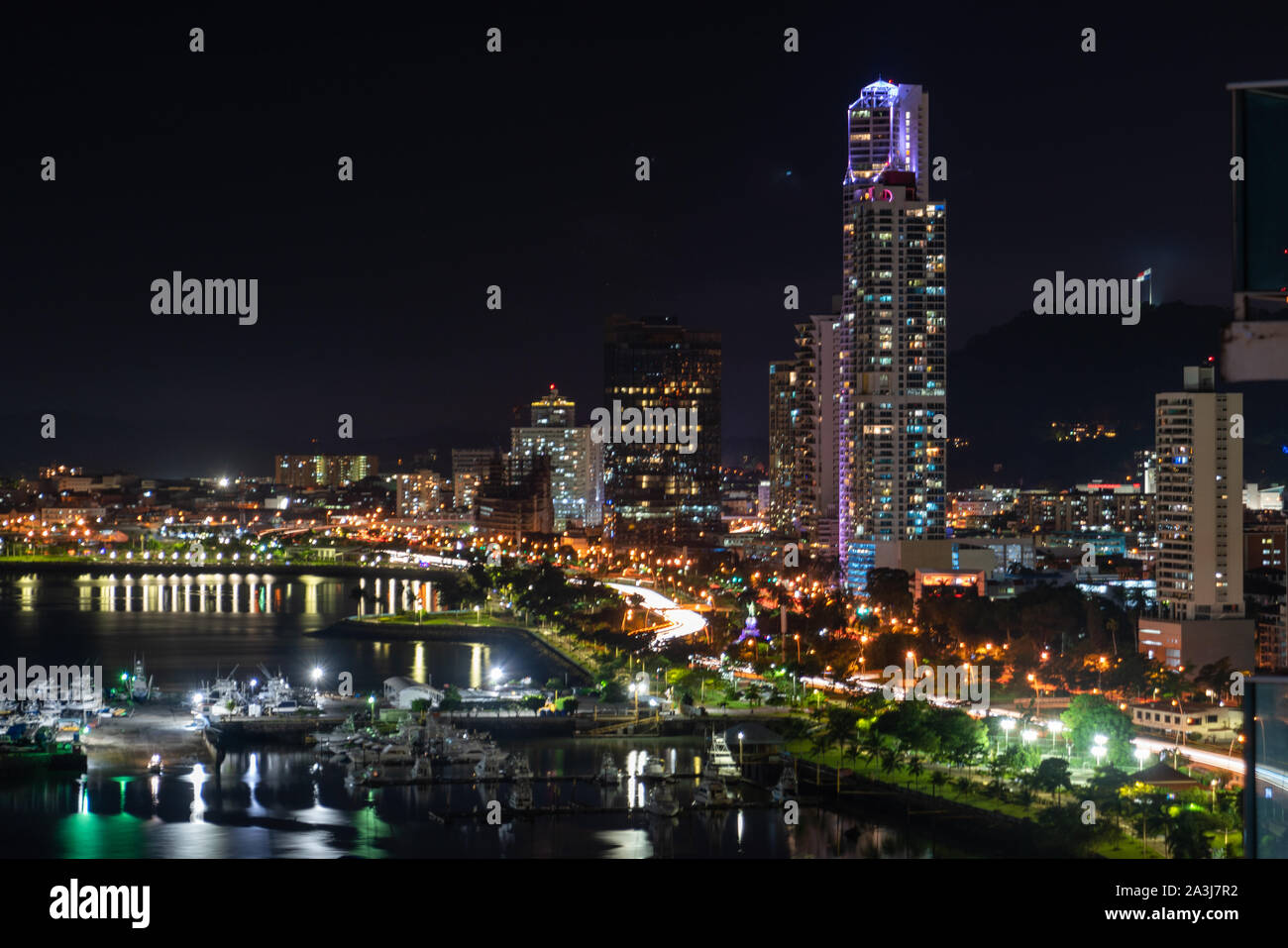 Panama City, Panama night view Stock Photo - Alamy
