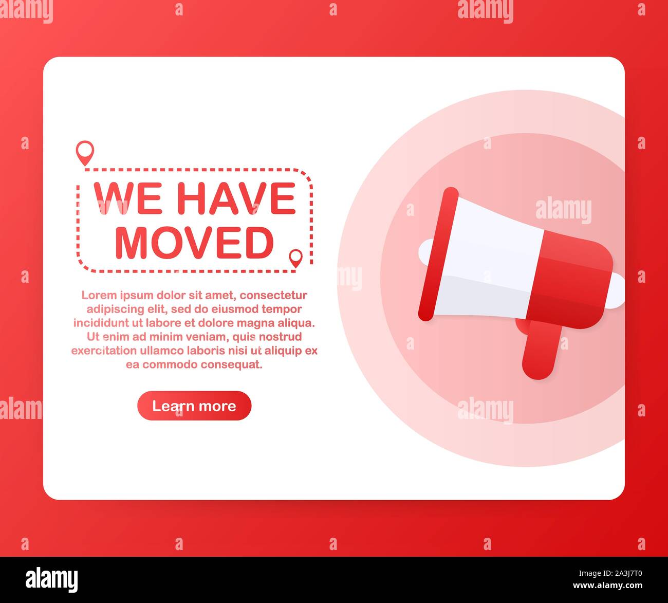 We have moved. Moving office sign. Clipart image isolated on red ...