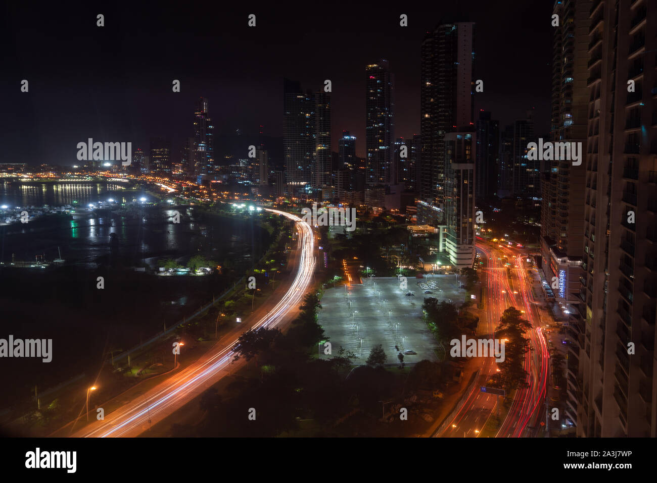 Night view of the town of Panama City, Panama Stock Photo - Alamy