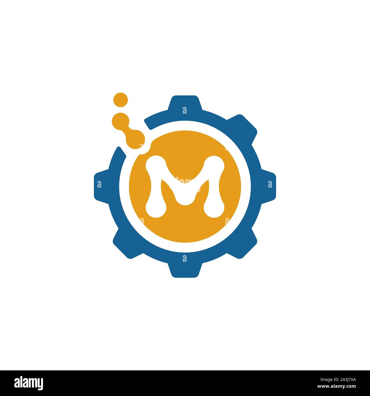 Letter M and gear wheel flat icon, medicine and factory vector ...