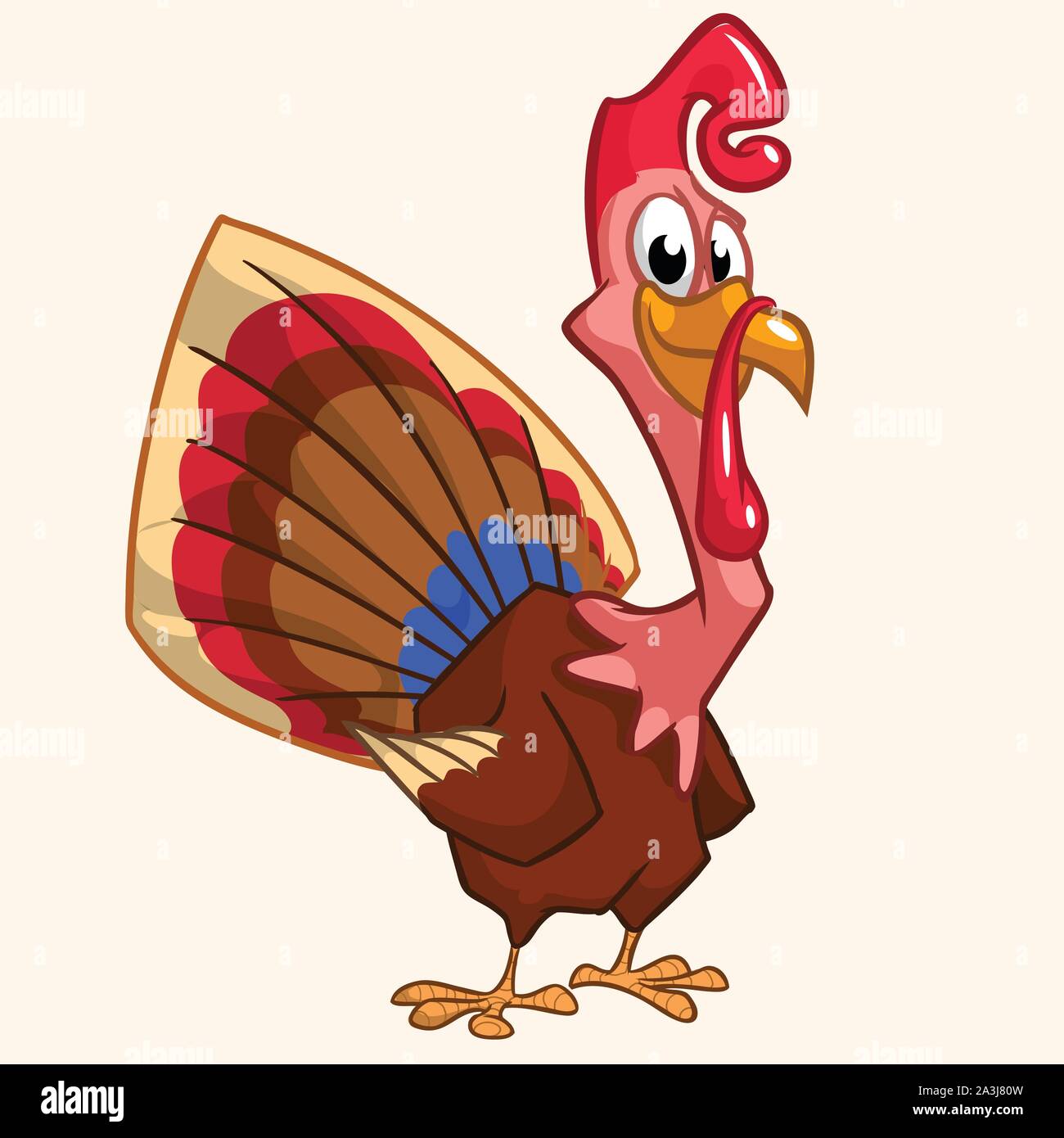 Smiling turkey. Thanksgiving illustration of cartoon turkey isolated on ...