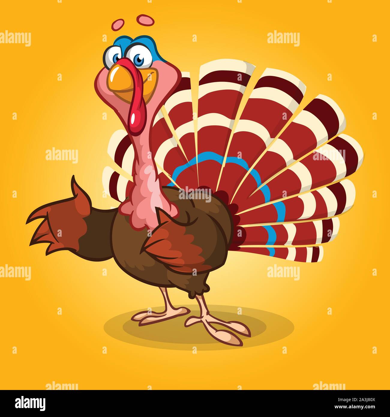 Cartoon turkey waving.Vector, grouped for easy editing. No open shapes ...