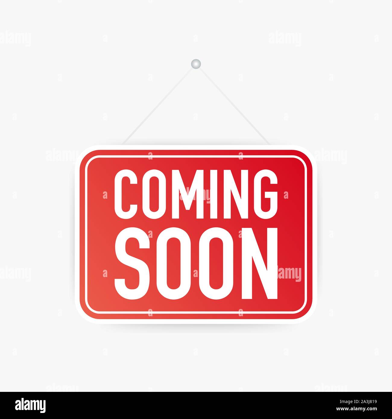 Coming soon hanging sign on white background. Sign for door. Vector ...