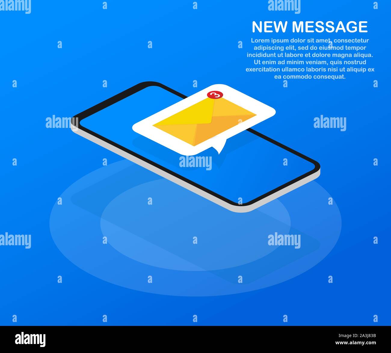 Email notification concept. New email on the smart phone screen. Vector ...