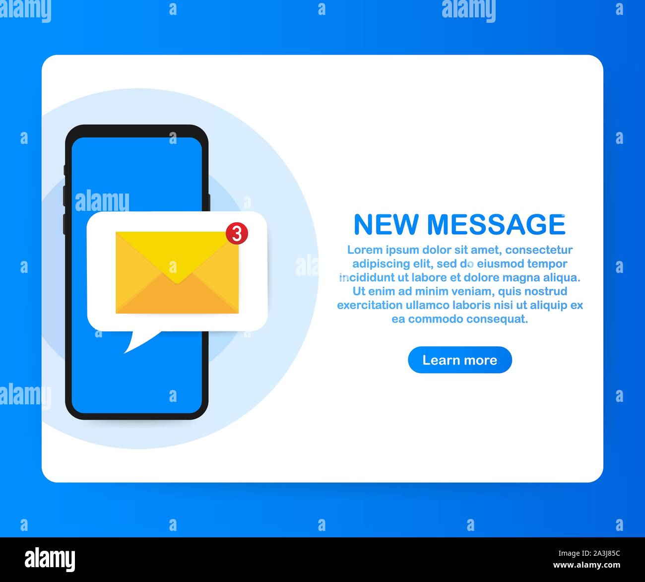 Email notification concept. New email on the smart phone screen. Vector ...