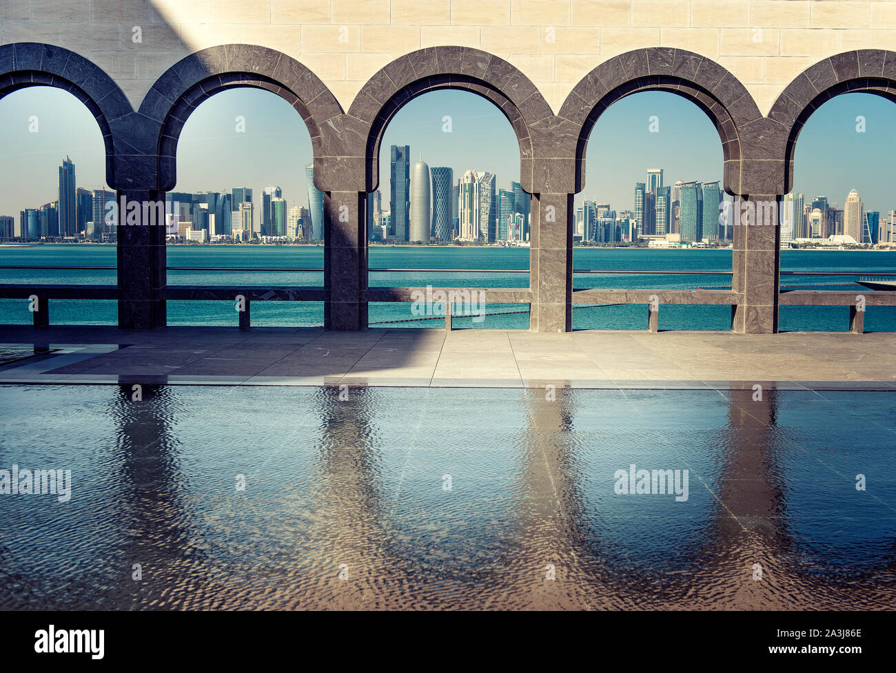 View of Dubai from an arched window frame Stock Photo - Alamy