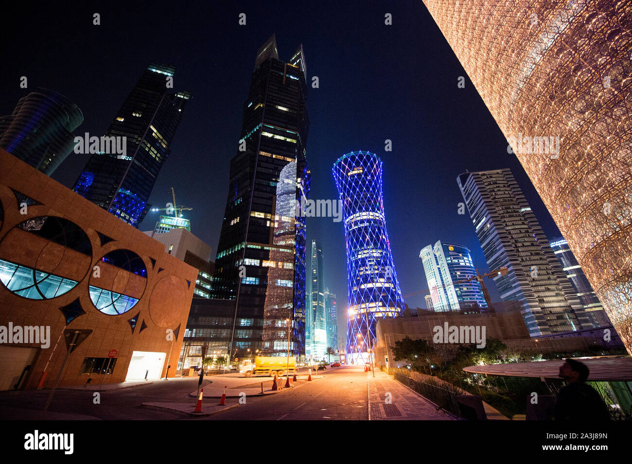 The City of Doha By Night Stock Photo - Alamy