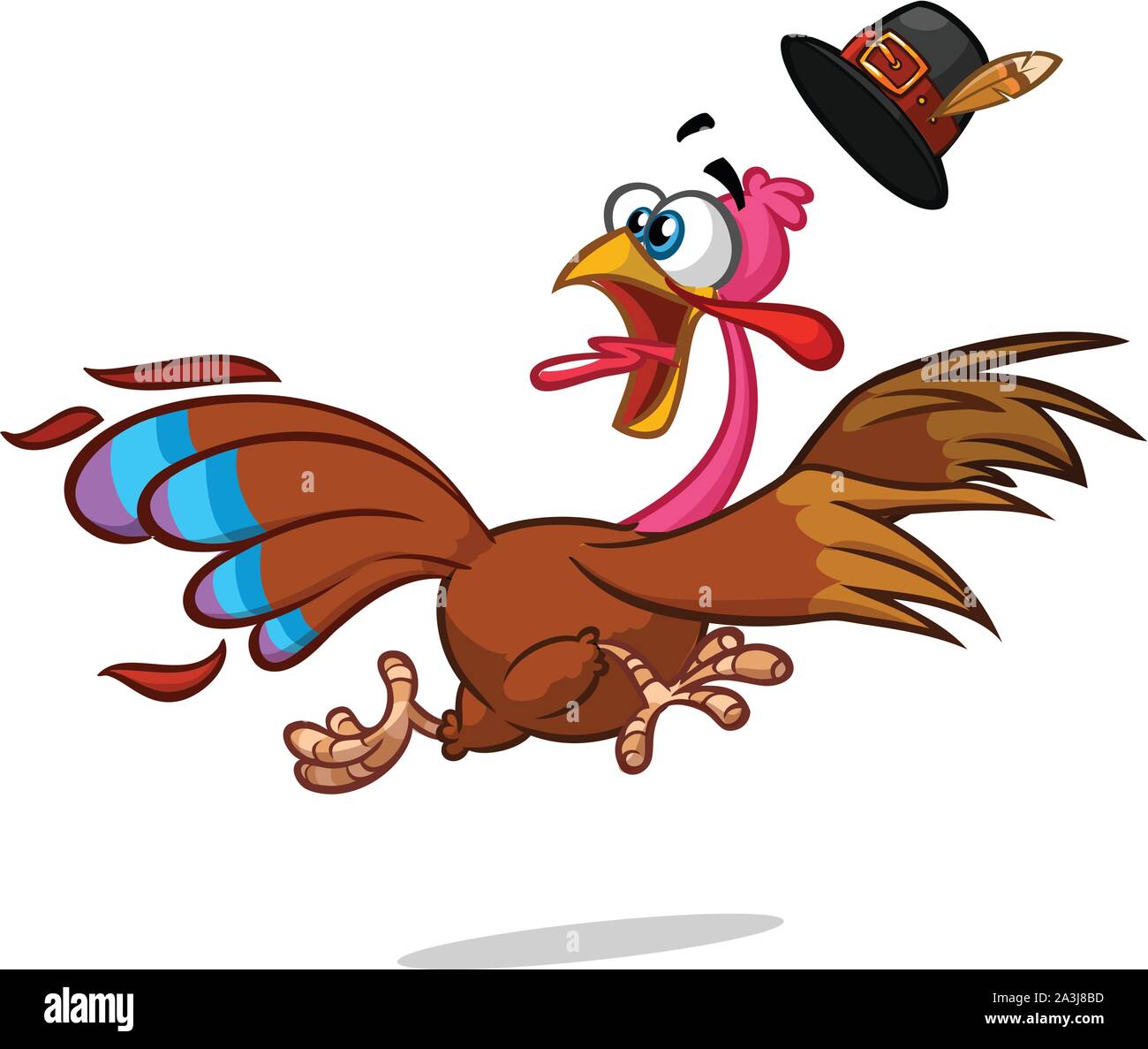 Turkey Escape Cartoon Mascot Character. Vector Illustration Isolated on ...