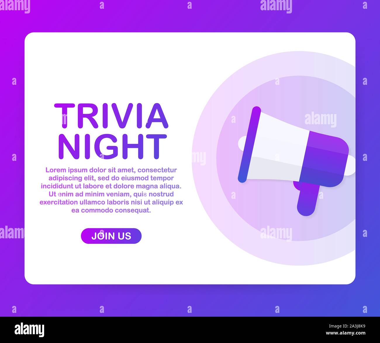 Megaphone Hand, business concept with text trivia night. Vector stock ...