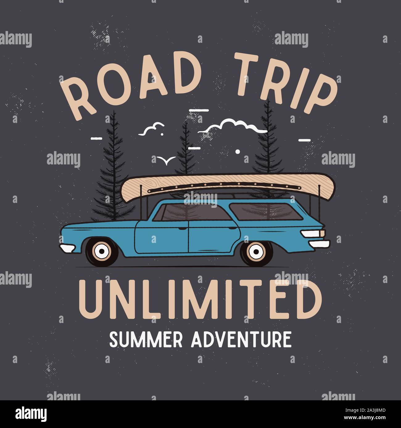 Road Trip Summer Adventure Graphic for T-Shirt, prints. Vintage hand ...