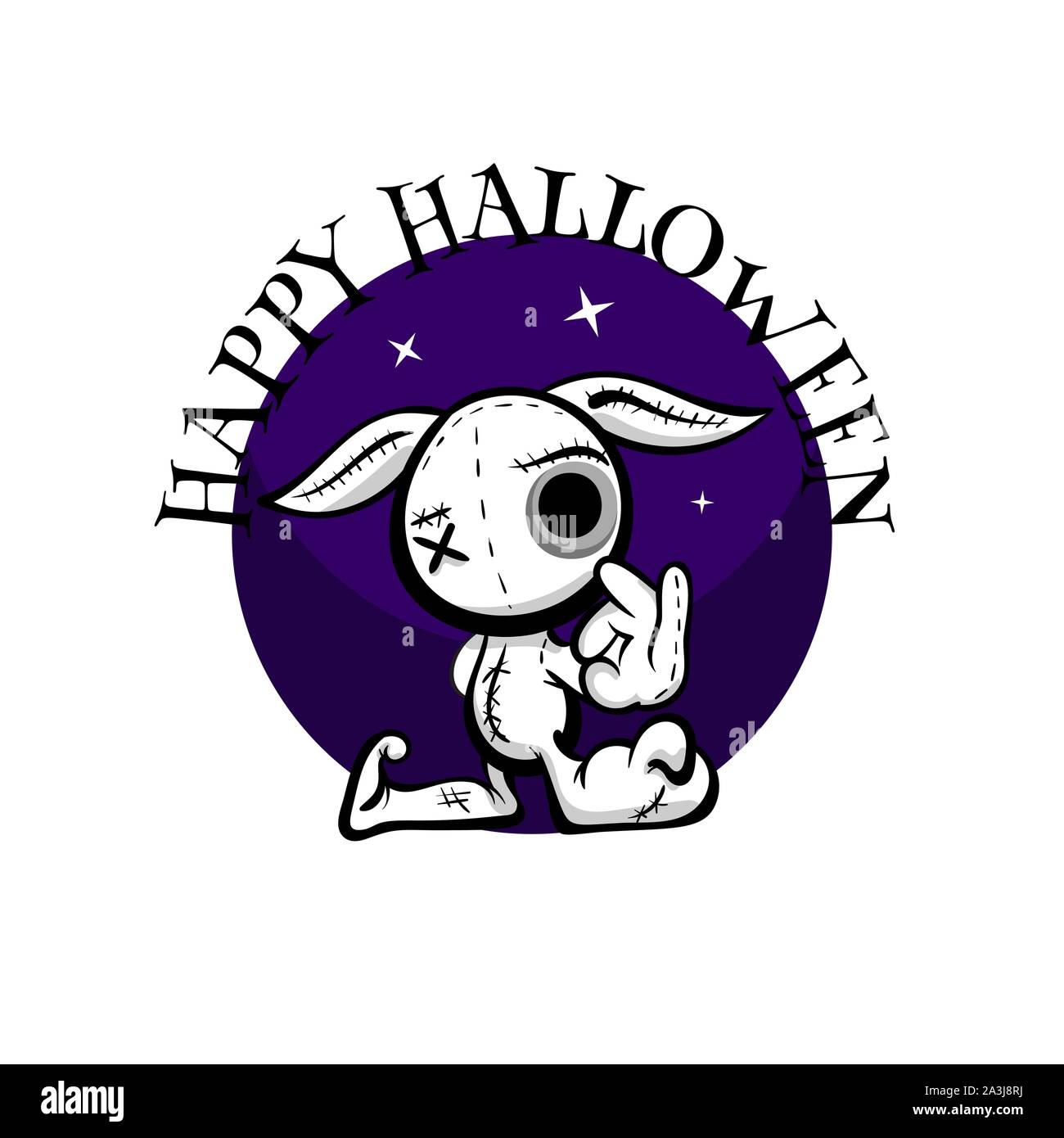 Cute evil rabbit halloween woodoo sewing toy Stock Vector Image & Art ...