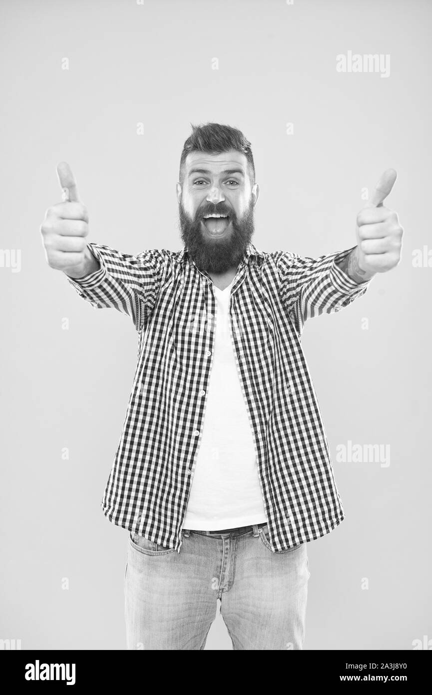 Good job. Beard fashion and barber concept. Man bearded hipster stylish ...