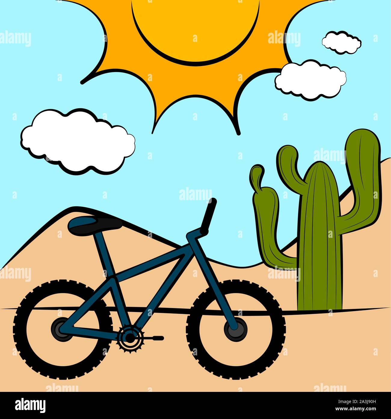 Bicycle over a desert landscape - Vector illustration Stock Vector ...