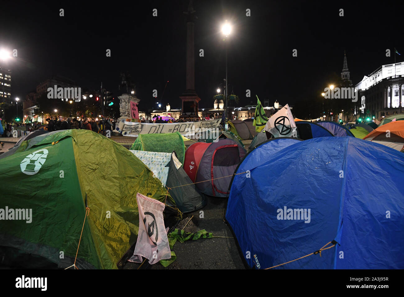 Protesters tents during an Extinction Rebellion (XR) climate change ...