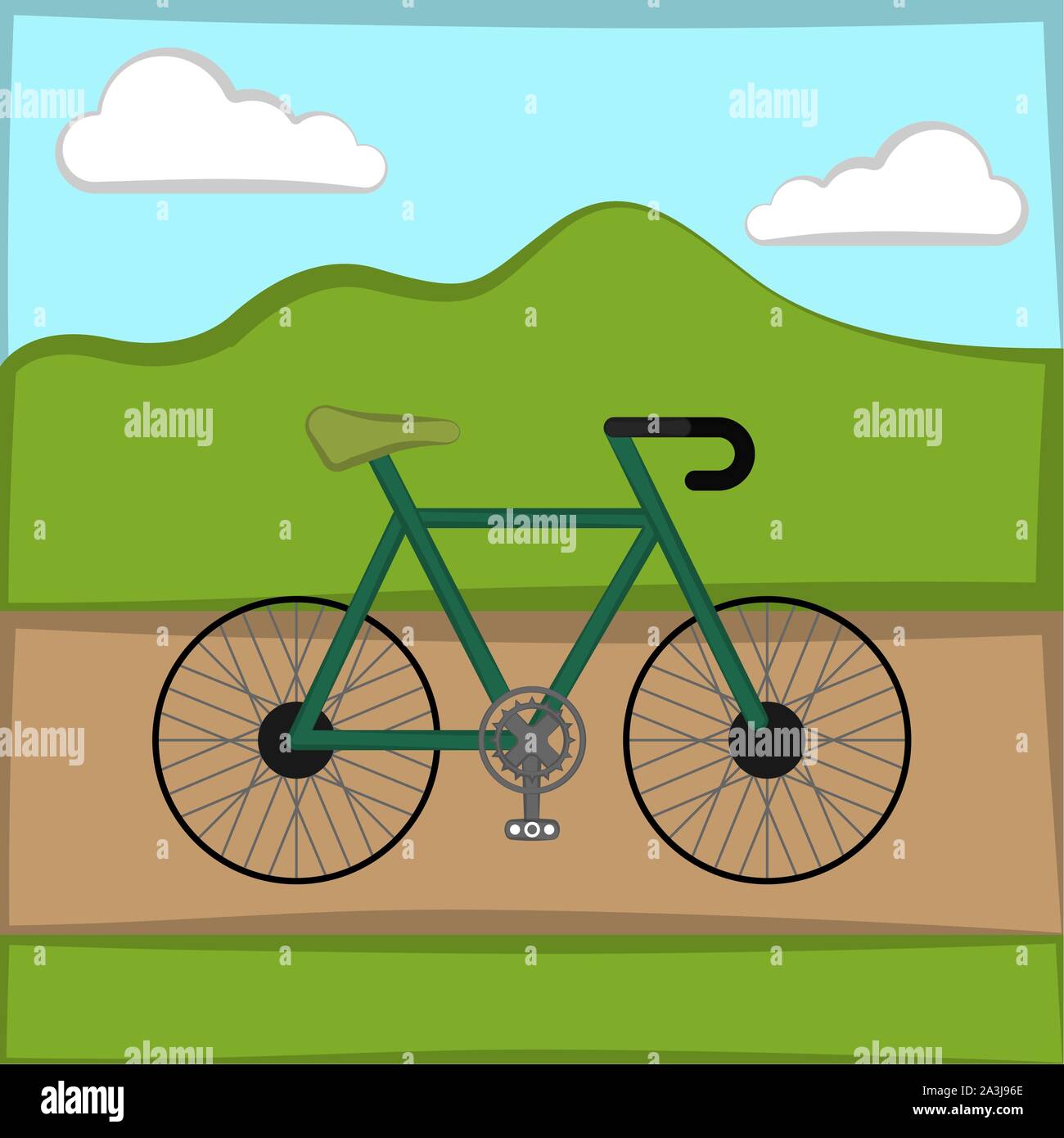 Bicycle over a natural landscape - Vector illustration Stock Vector ...