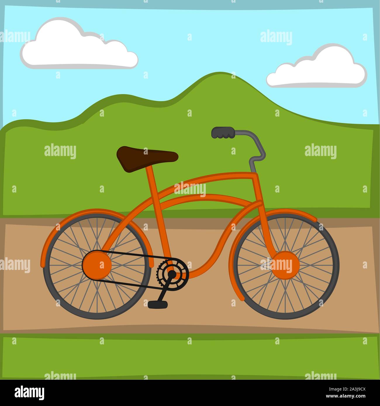 Bicycle over a natural landscape - Vector illustration Stock Vector ...