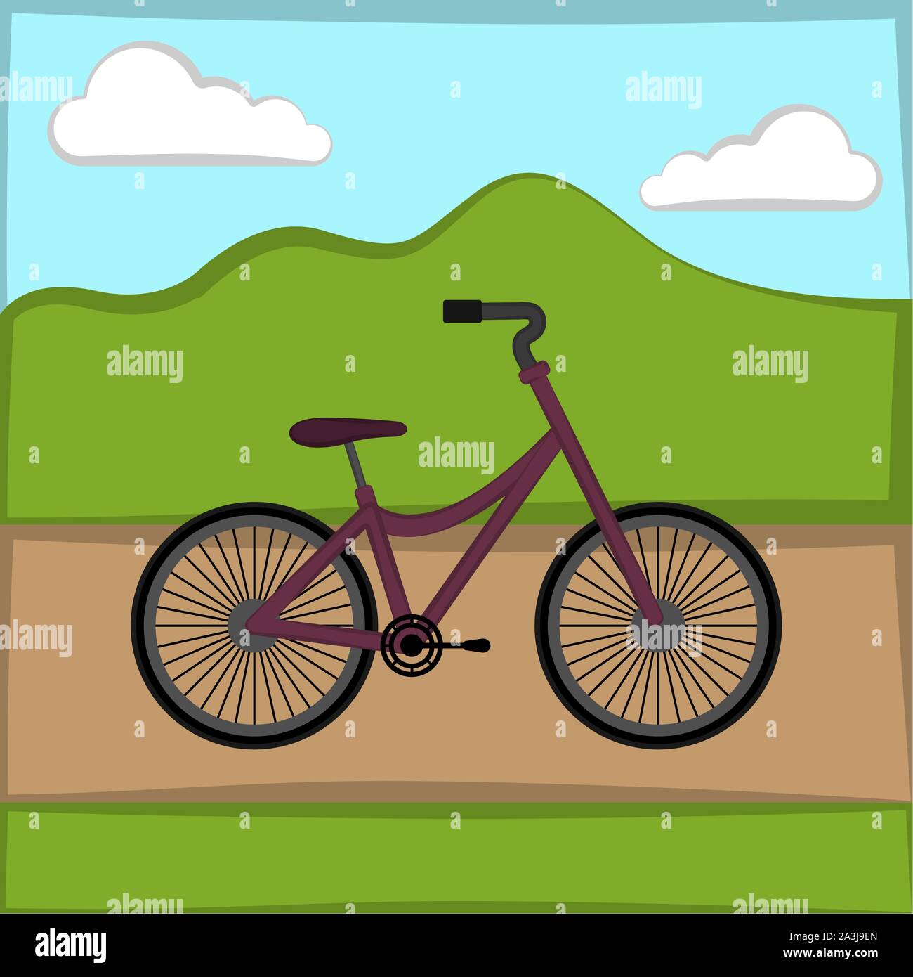 Bicycle over a natural landscape - Vector illustration Stock Vector ...
