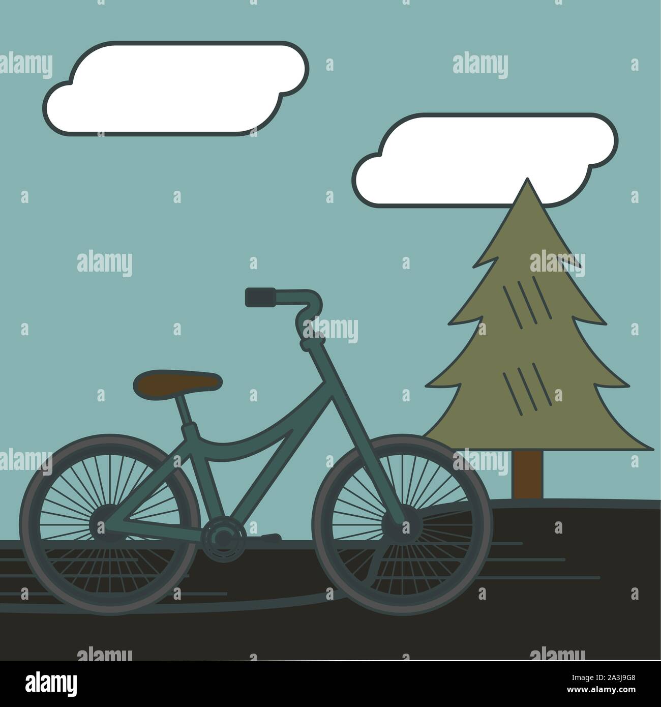 Bicycle over a natural landscape - Vector illustration Stock Vector ...